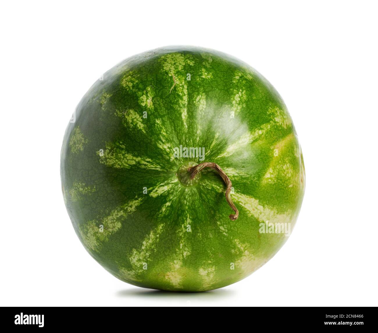 green striped whole round watermelon isolated on white background Stock ...