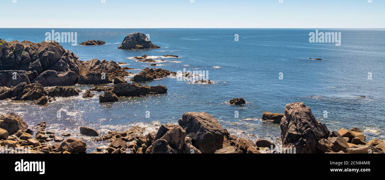 Yeu island in France, beautiful landscape, the coast with cliffs and ...