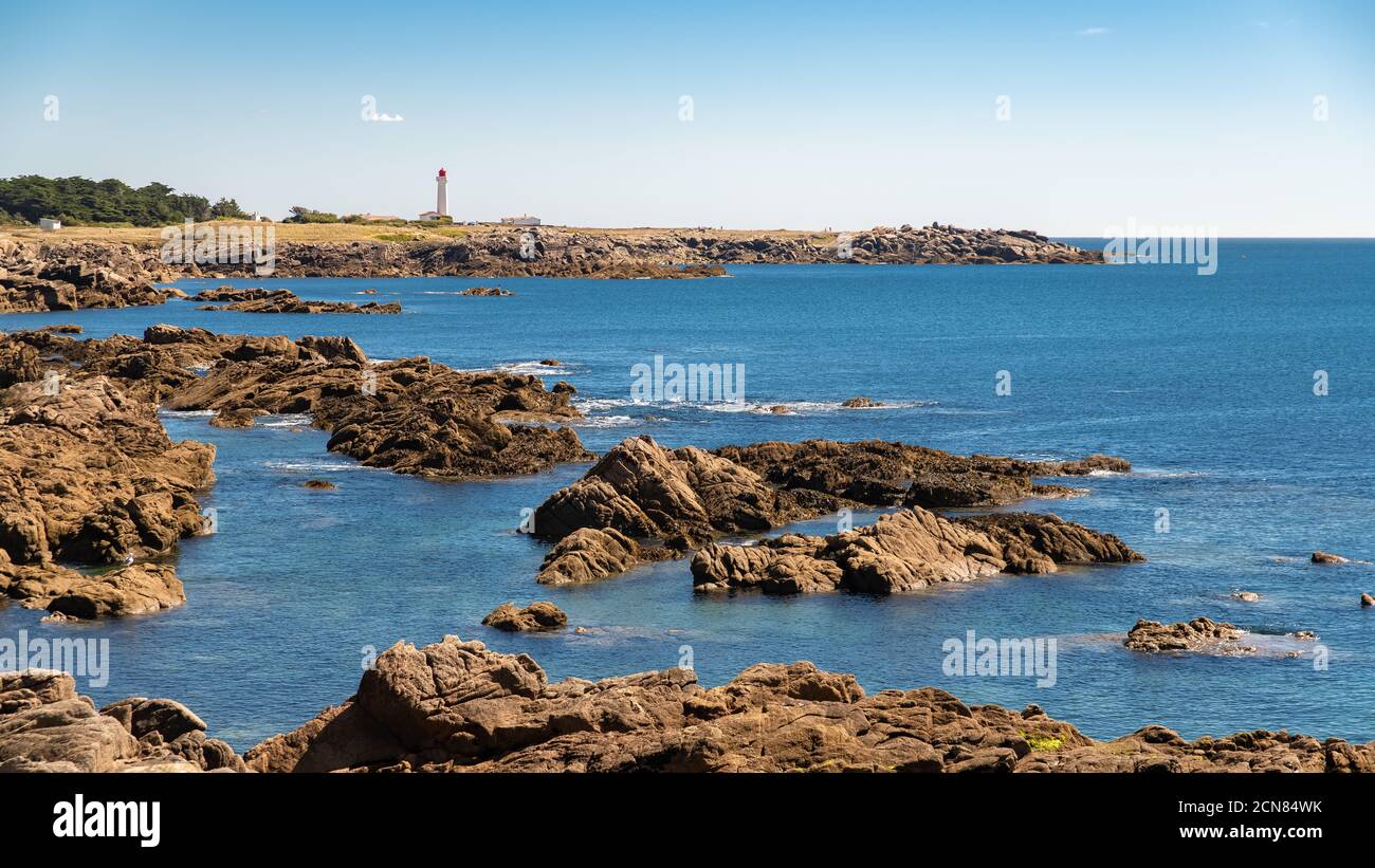 Yeu island in France, beautiful landscape, the coast with cliffs and ...
