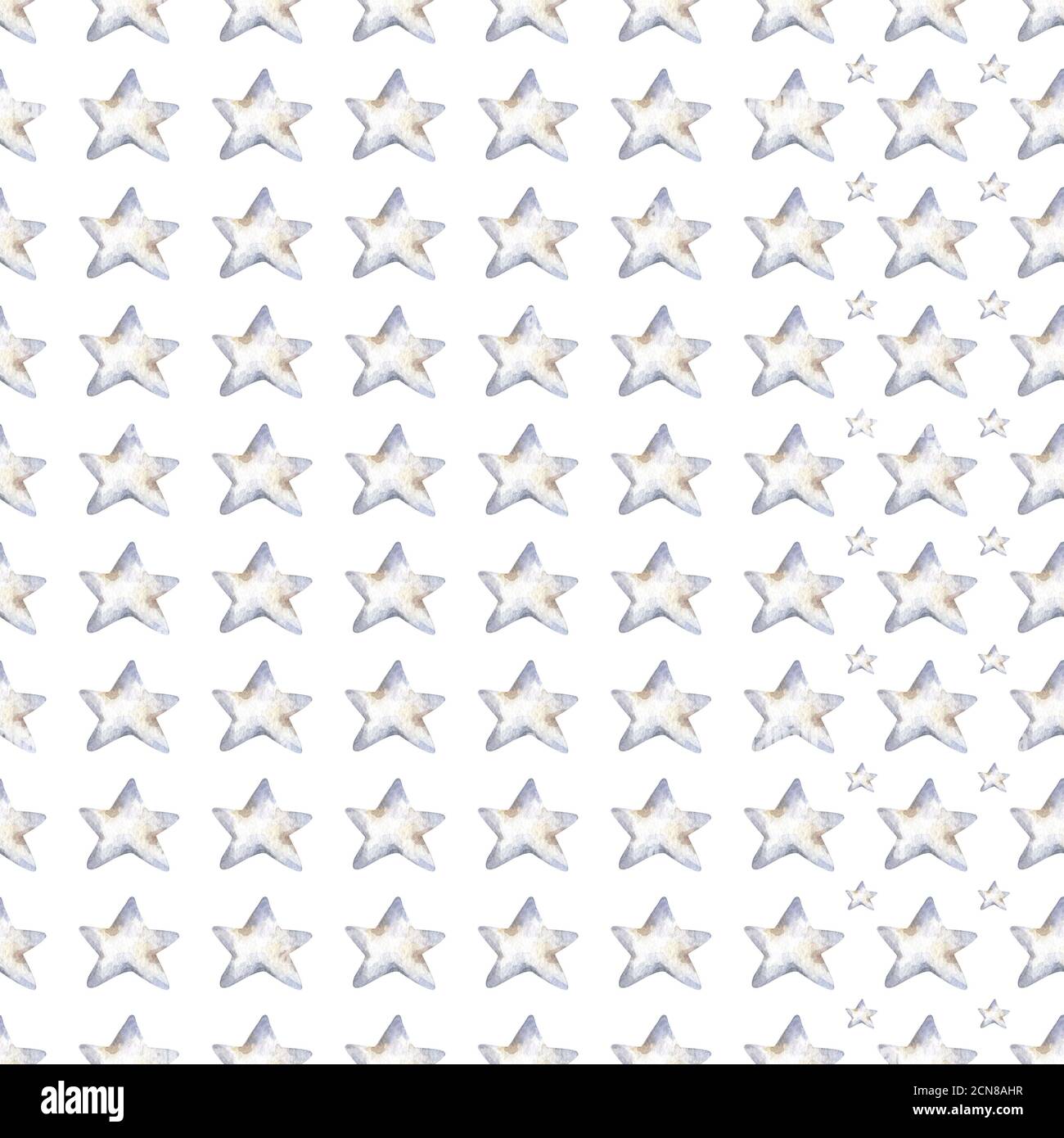 Seamless white stars pattern on white background. Hand drawn watercolor ...