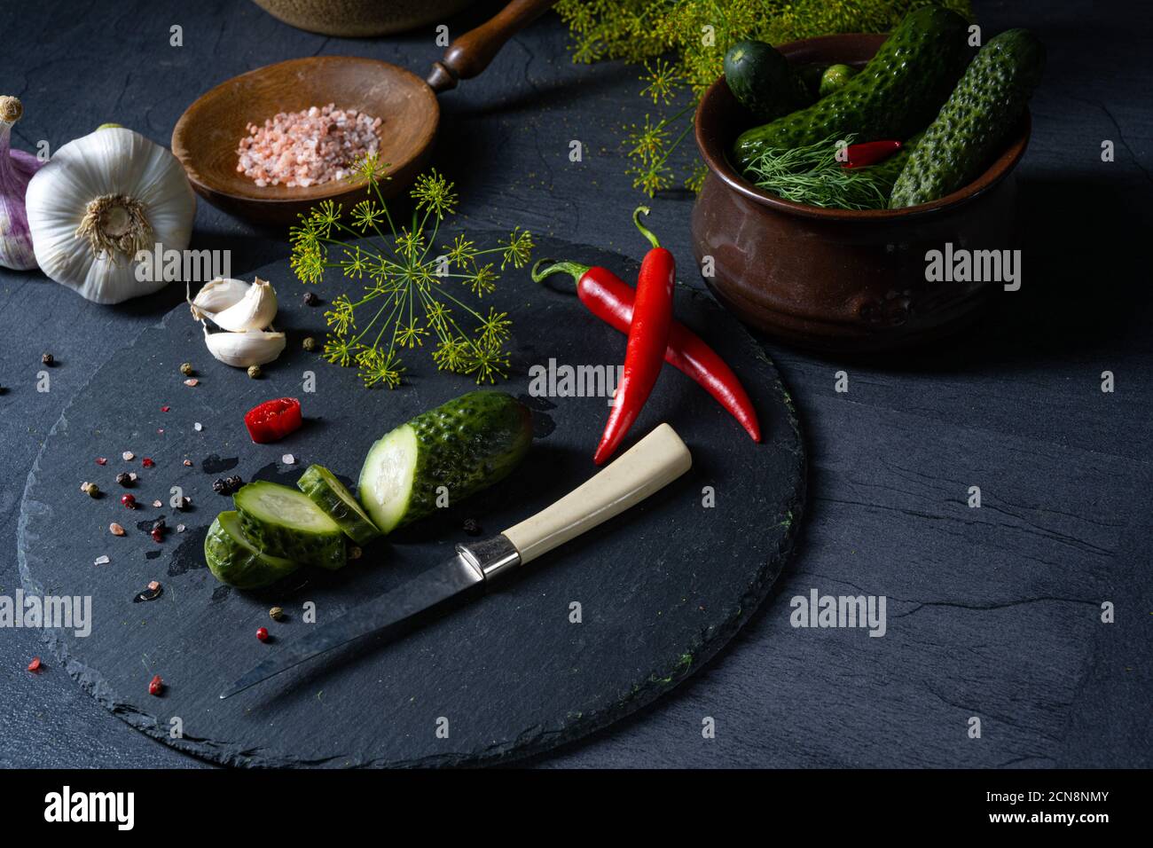rustic fresh pickled cucumber (polish malosolne Stock Photo - Alamy