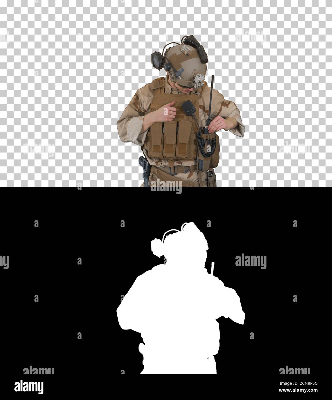 Soldier in camouflage gear checking hi-res stock photography and images ...