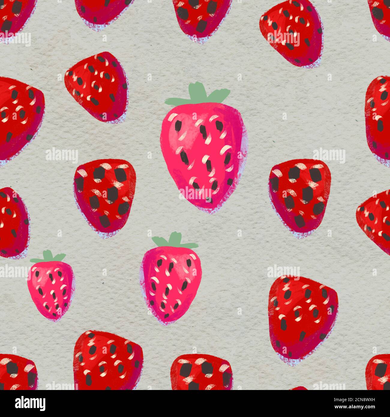Seamless pattern with ripe strawberry. Hand drawn texture with berries ...
