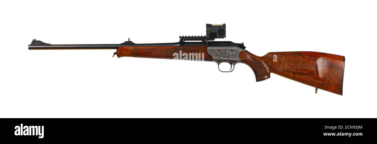 Modern hunting rifle isolated on white background Stock Photo - Alamy