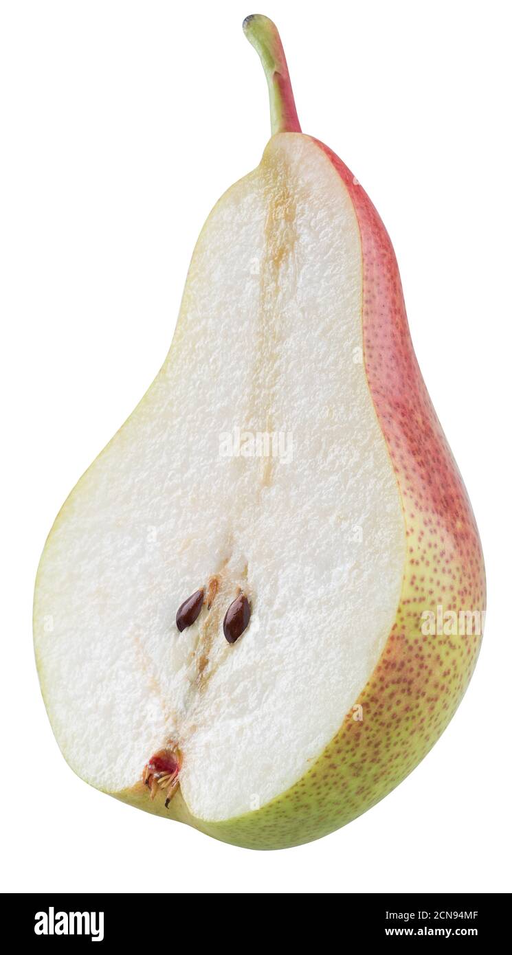 Good half of ripe pear on white background. File contains clipping path ...