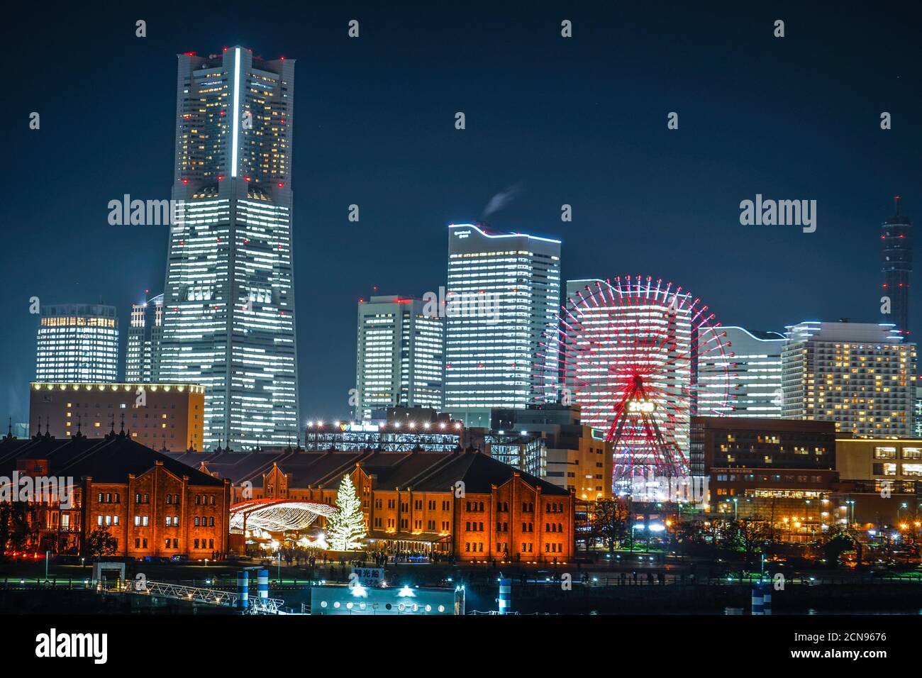 Minato Mirai office entire light up Stock Photo - Alamy