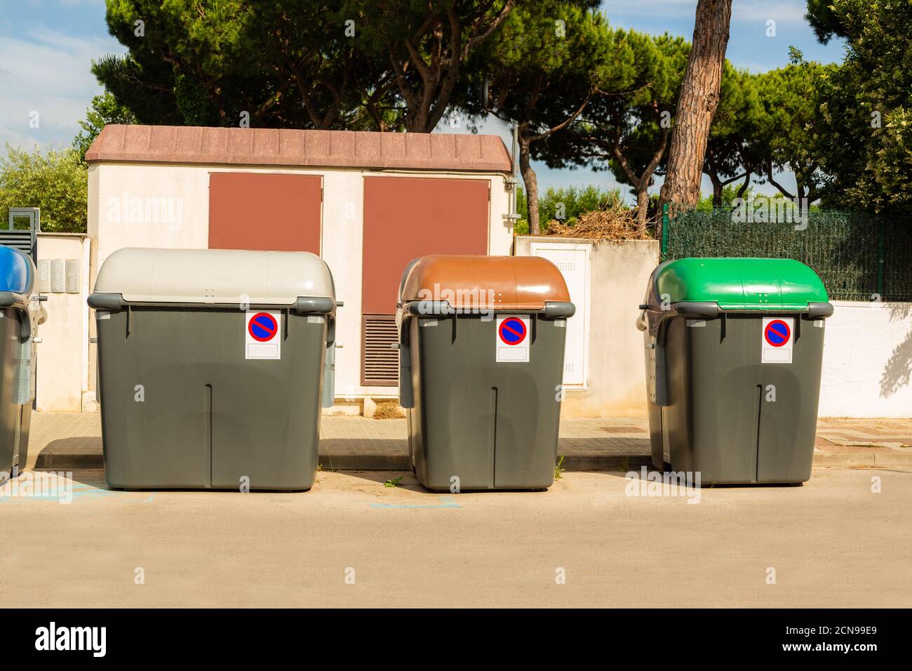 Recycle bins on the street. Concept of save of the environment. Waste ...