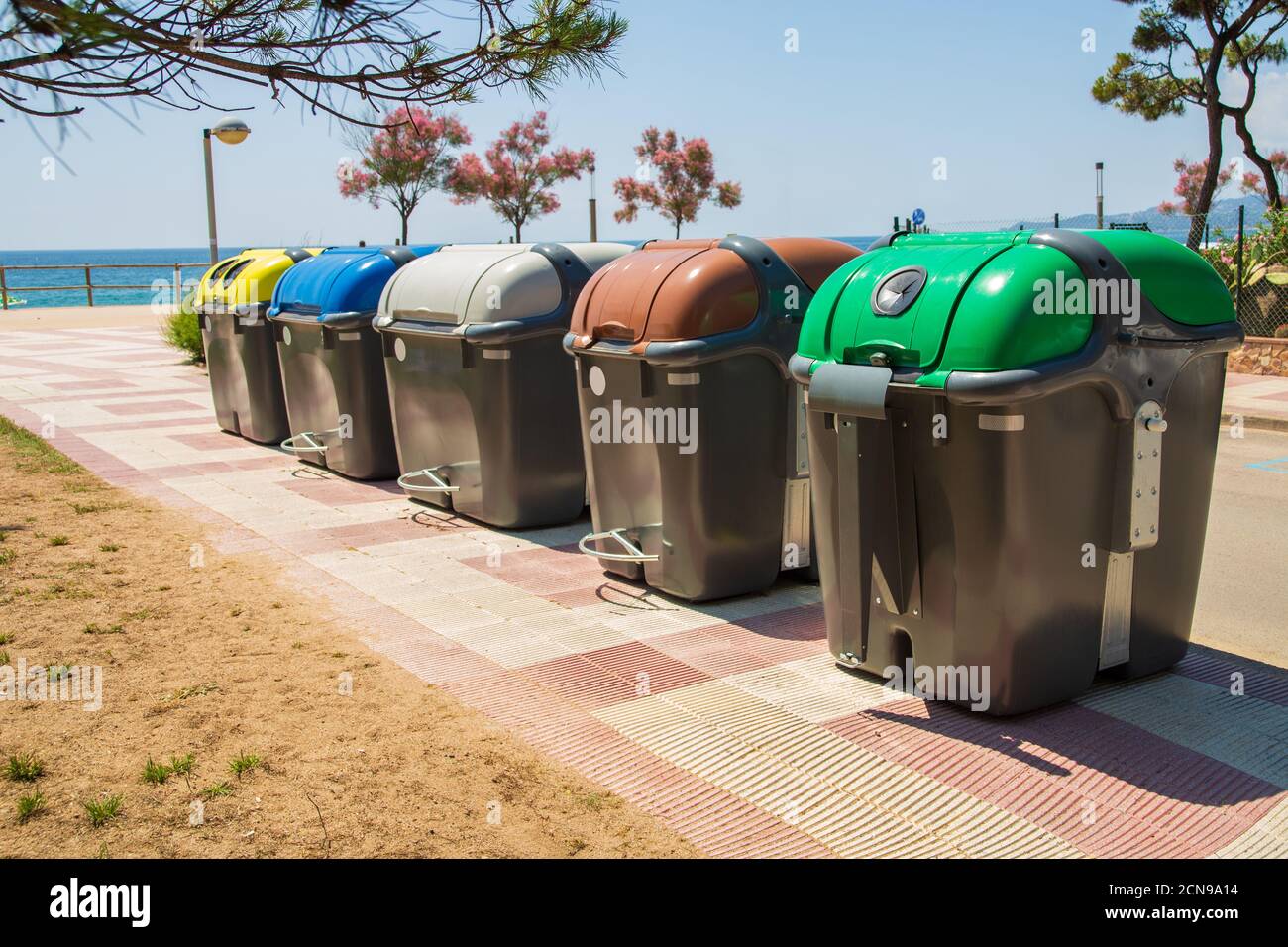 Recycle bins for waste in the park. Concept of save of the environment ...
