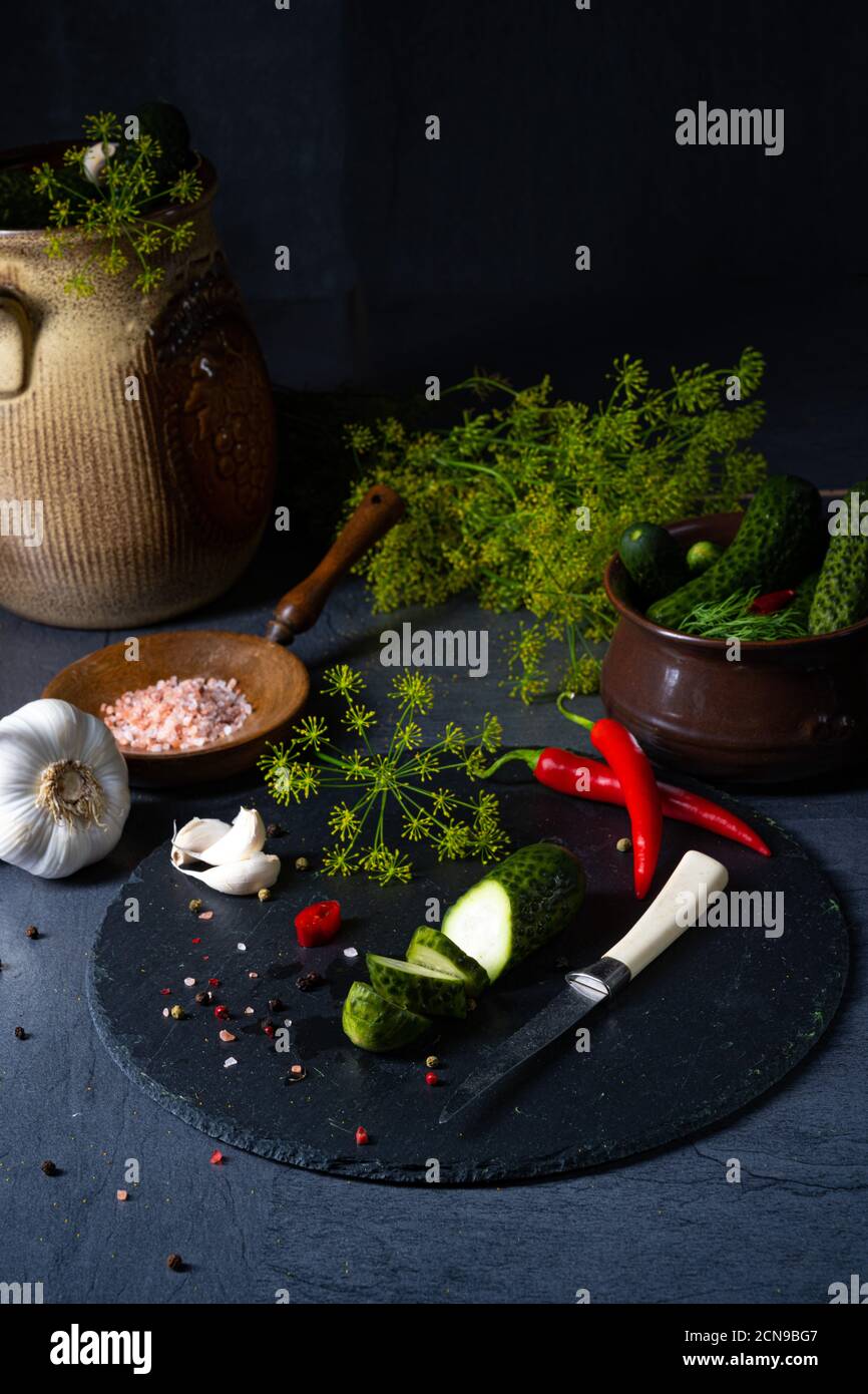 rustic fresh pickled cucumber (polish malosolne Stock Photo - Alamy