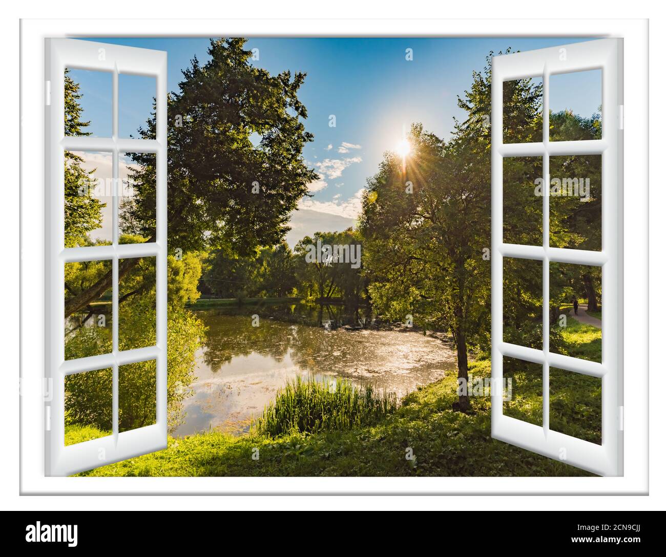 Beautiful pond blue sky Cut Out Stock Images & Pictures - Alamy