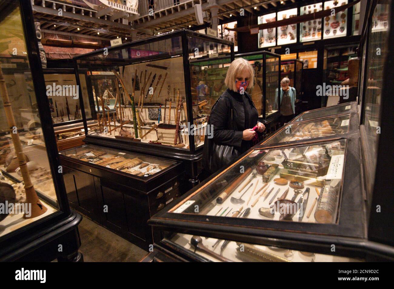 Visitors wearing PPE during preview opening day of the Pitt Rivers ...