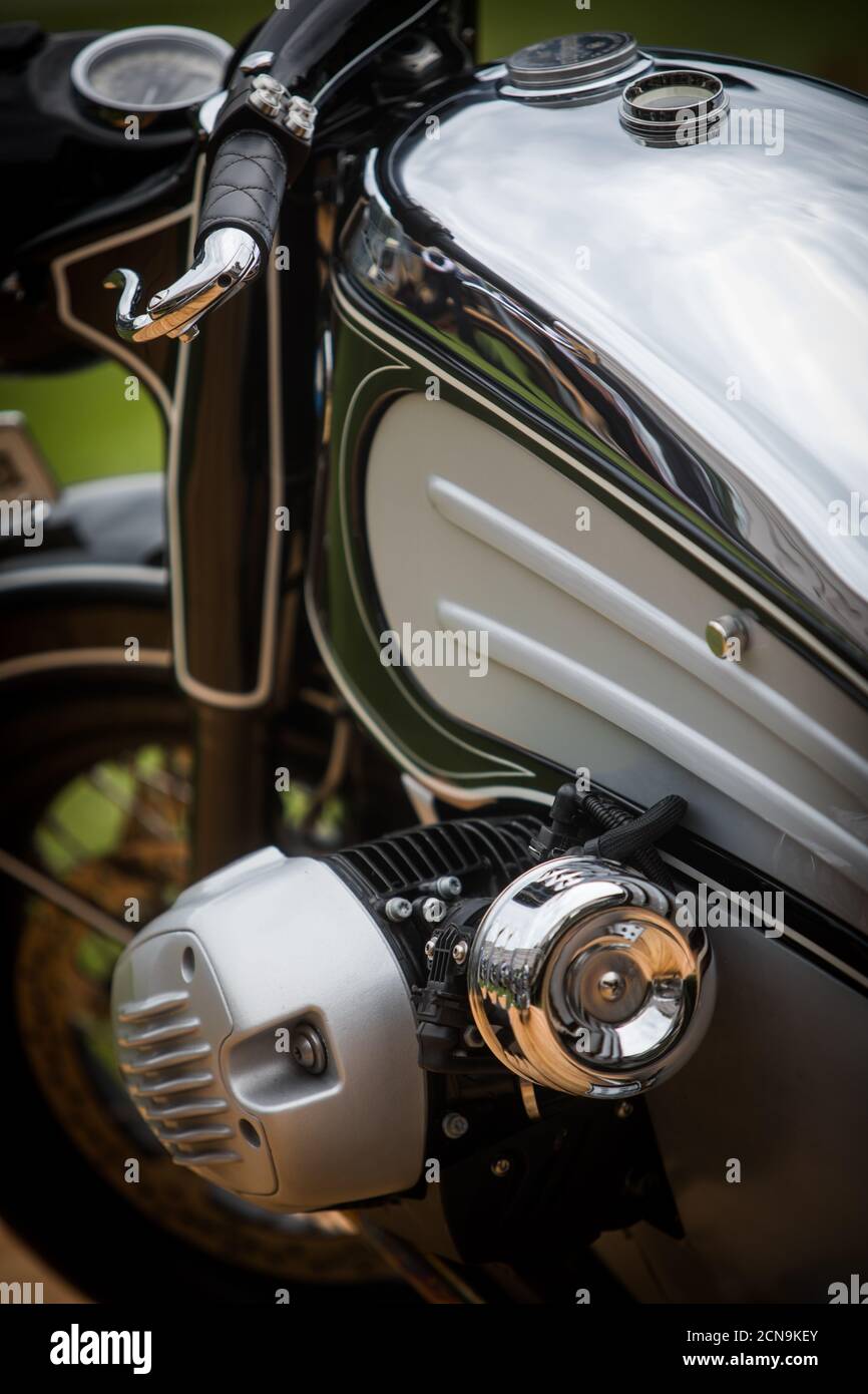 Color detail of a vintage motorcycle boxer engine Stock Photo - Alamy