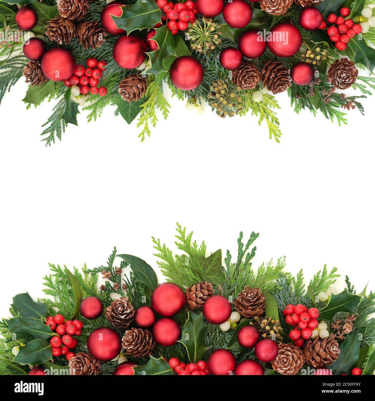 Winter christmas greenery border holly hi-res stock photography and ...