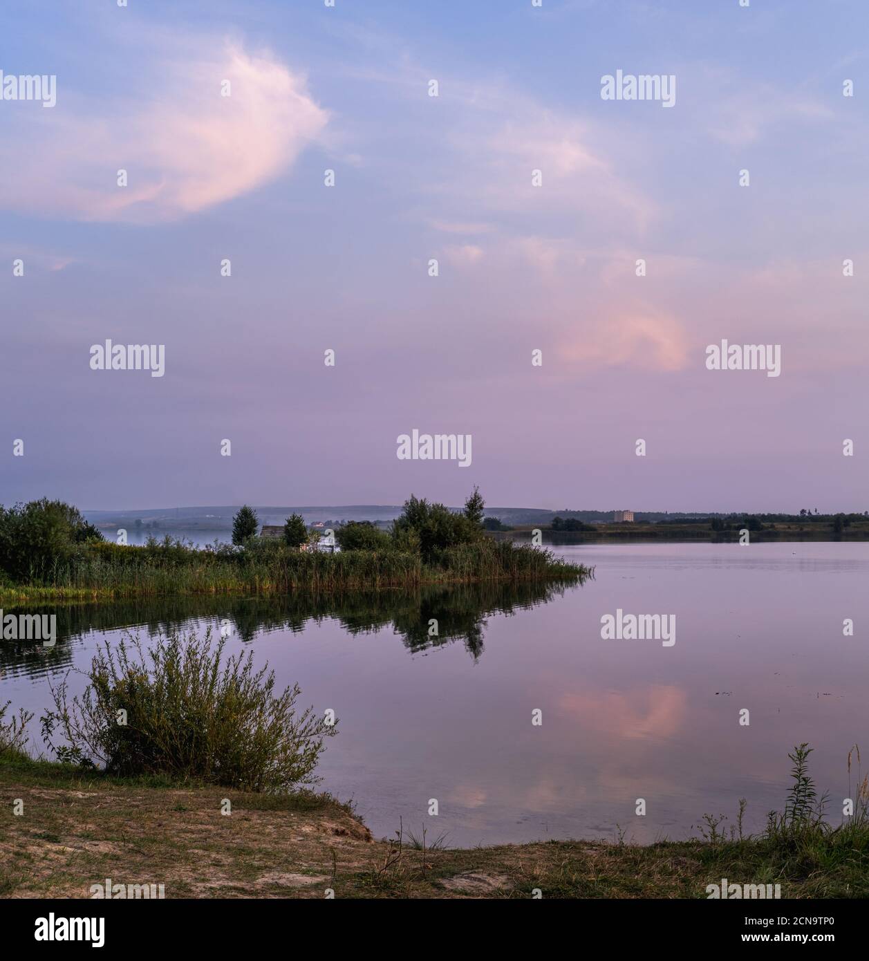 Evening dusk lake Stock Photo - Alamy