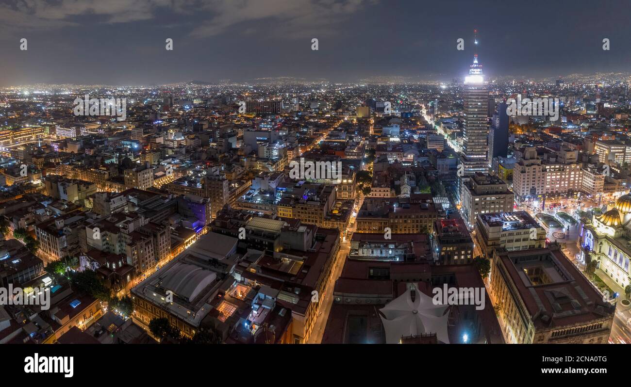 Aerial cityscape Mexico City at night, Mexico Stock Photo - Alamy