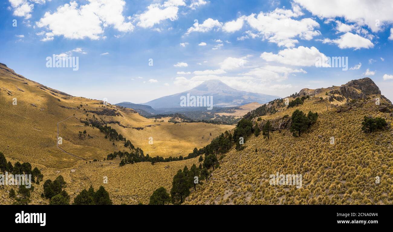 Sunny scenic landscape view, Popocatepetl volcano, Mexico Stock Photo ...