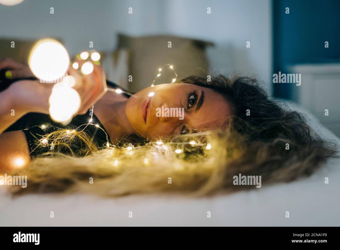 Side view string lights hi-res stock photography and images - Alamy