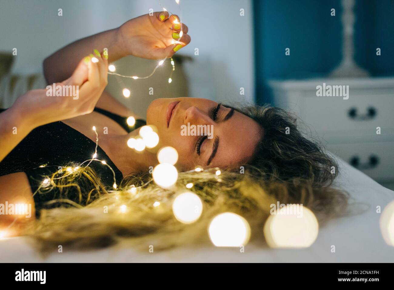 Side view string lights hi-res stock photography and images - Alamy