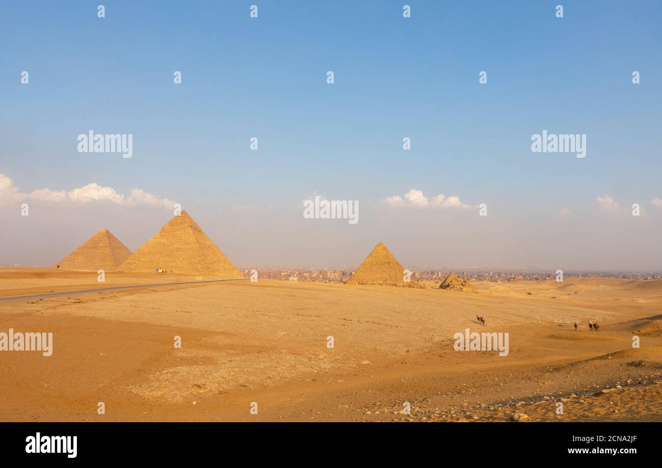Sunny scenic view of Giza pyramid complex, Cairo, Egypt Stock Photo - Alamy