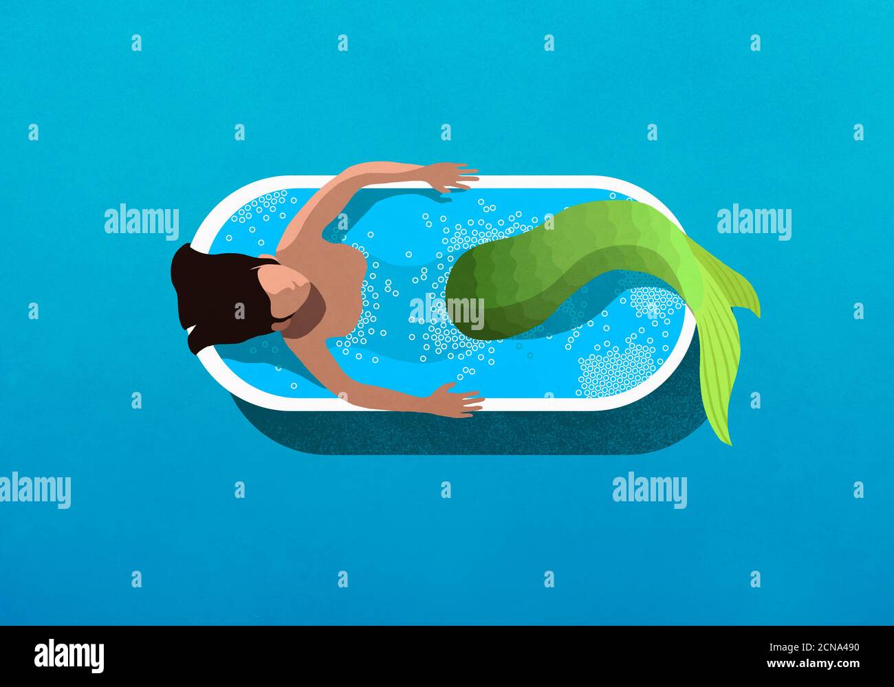 Mermaid bathing in soaking tub Stock Photo - Alamy