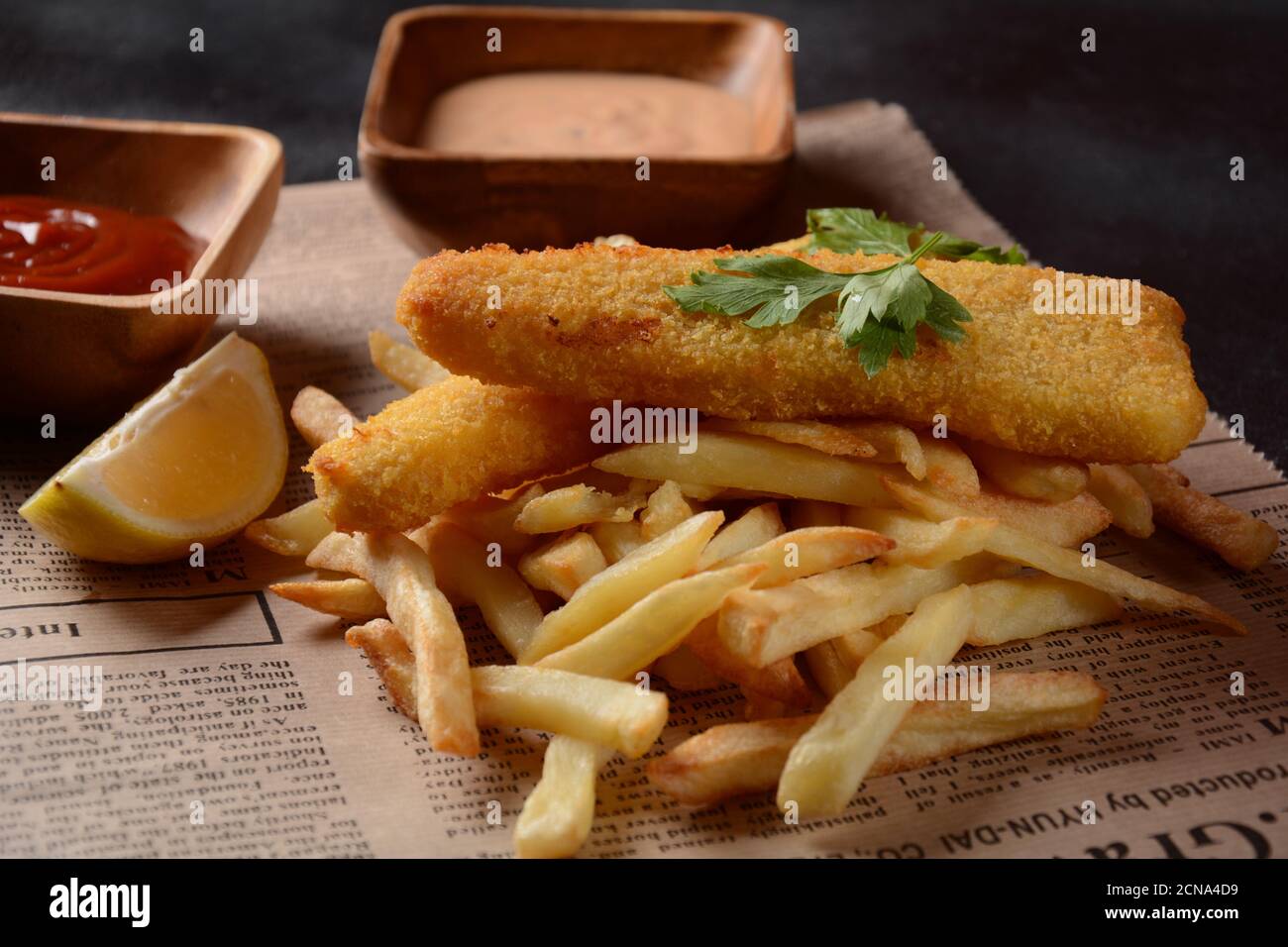 Traditional English Food - Fish and Chips. Fried fish filets and crispy ...
