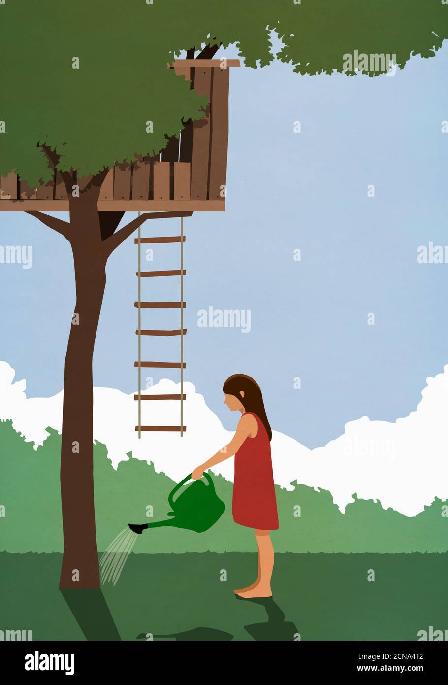 Girl watering tree hi-res stock photography and images - Alamy