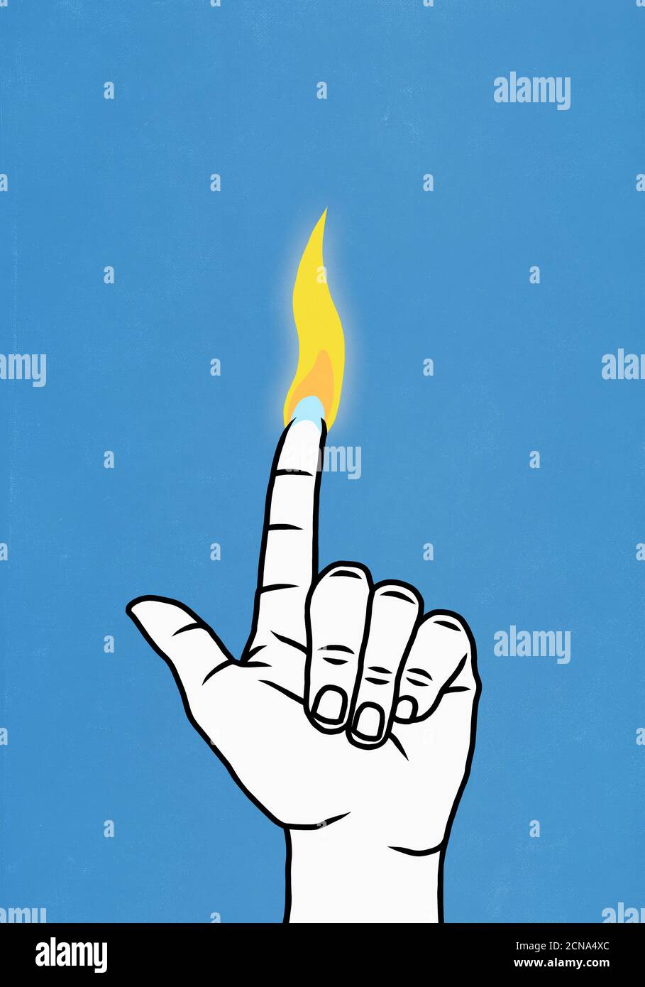 Finger with flame Stock Photo - Alamy