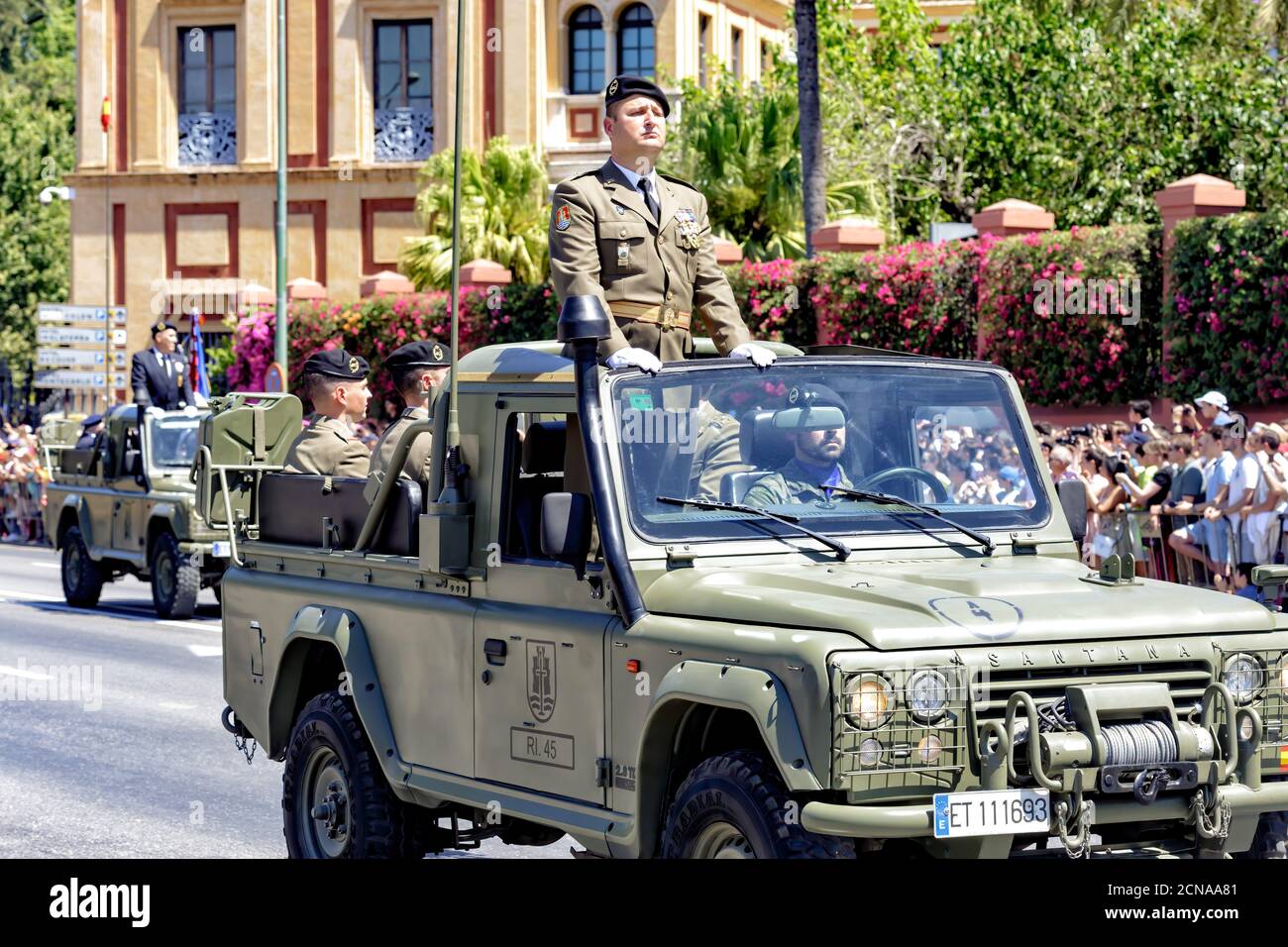 Seville, Spain - June 01, 2019: Veterans of the different corps of the ...