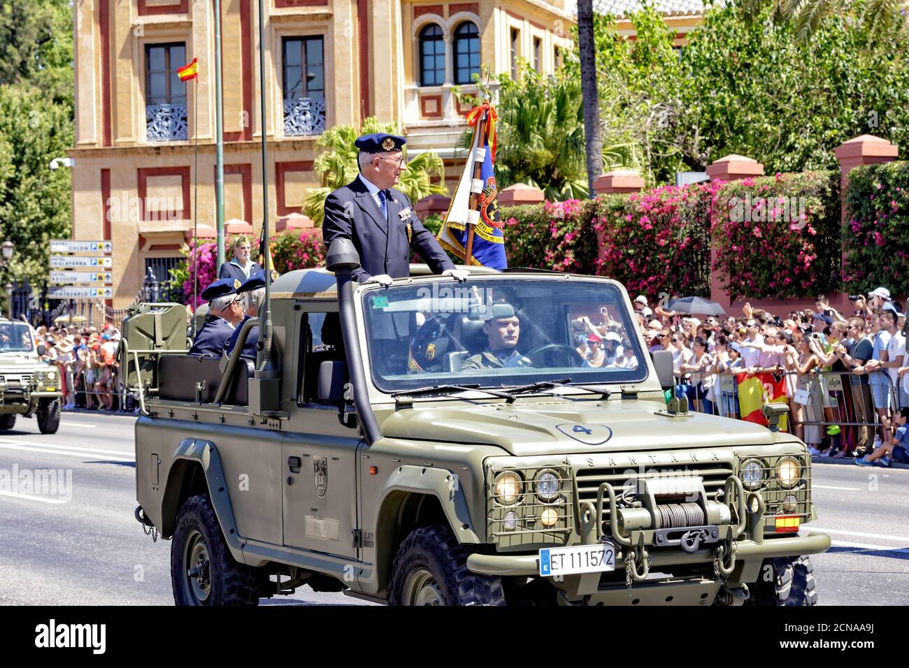 Seville, Spain - June 01, 2019: Veterans of the different corps of the ...