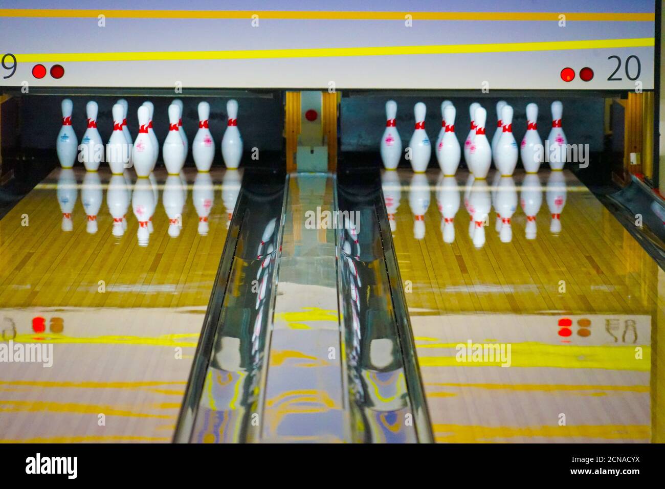 Image of bowling game and the bowling lane Stock Photo - Alamy