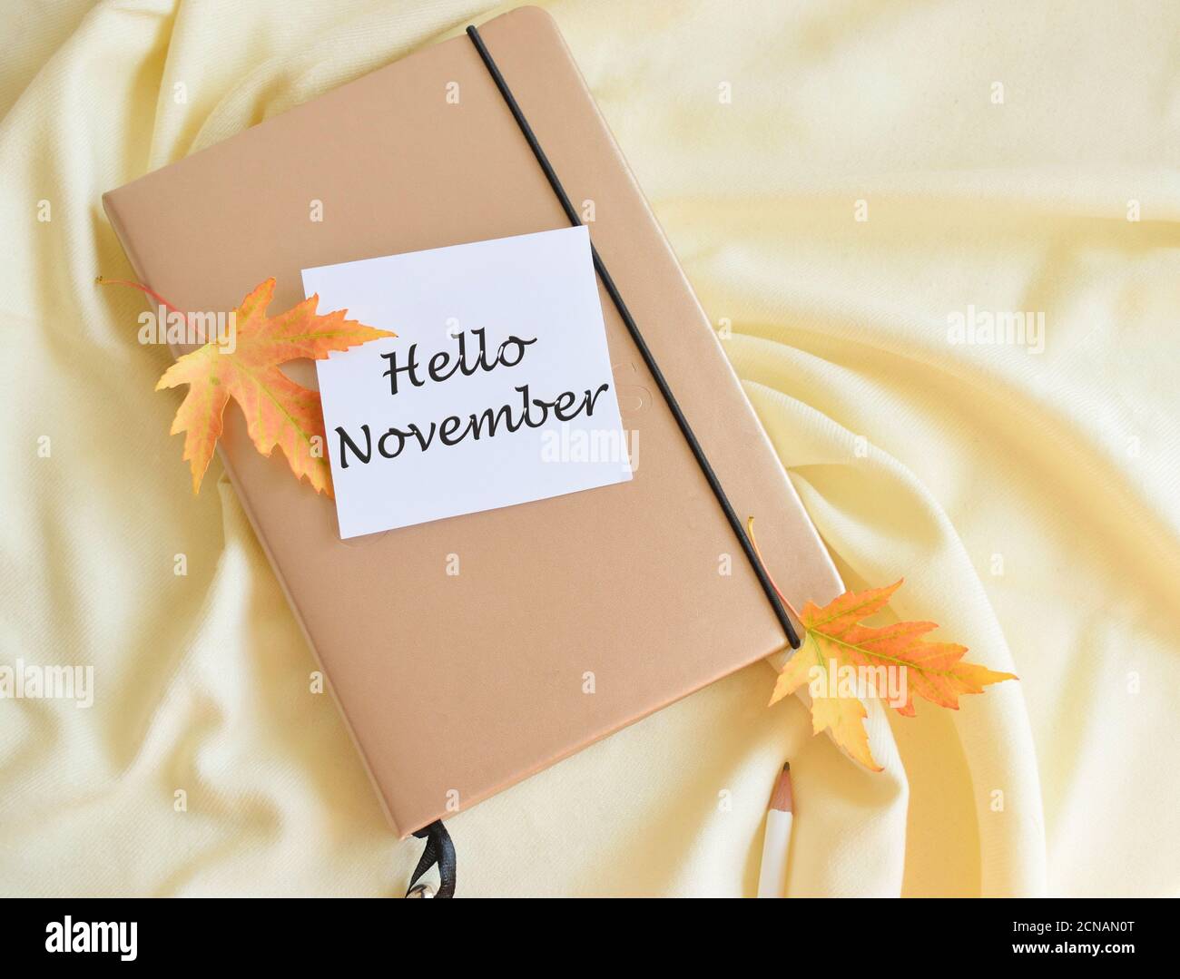 Hello October on Paper Note on texture background Stock Photo - Alamy