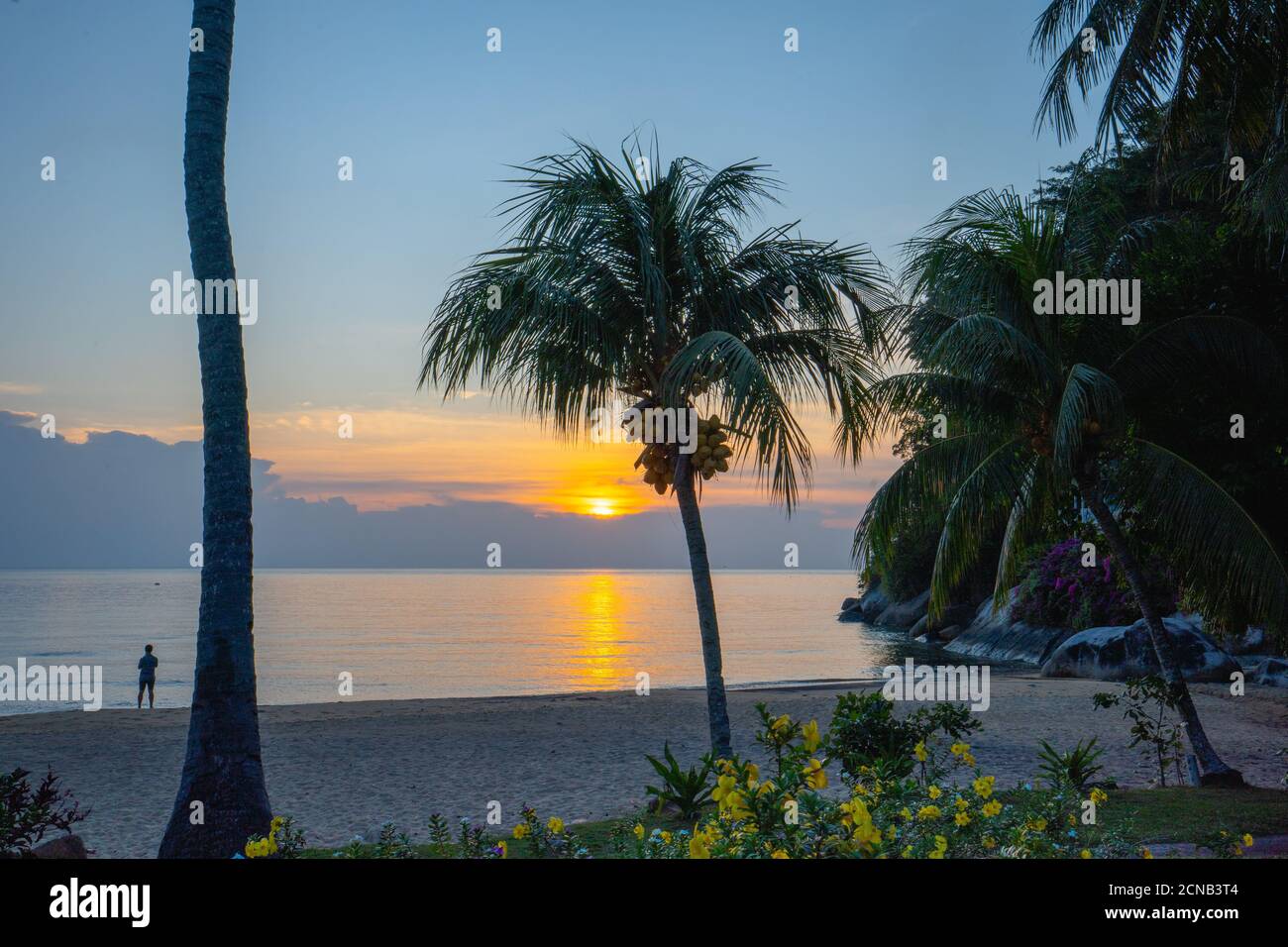 Sunset over the ocean at ABC Beach, Tioman, Malaysia Stock Photo - Alamy