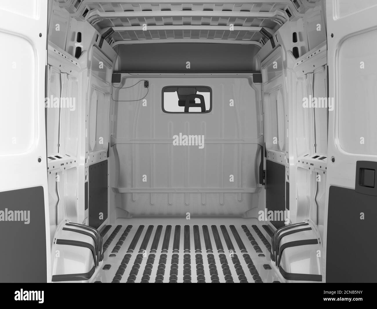open White Delivery Van interior 3d render image Stock Photo - Alamy