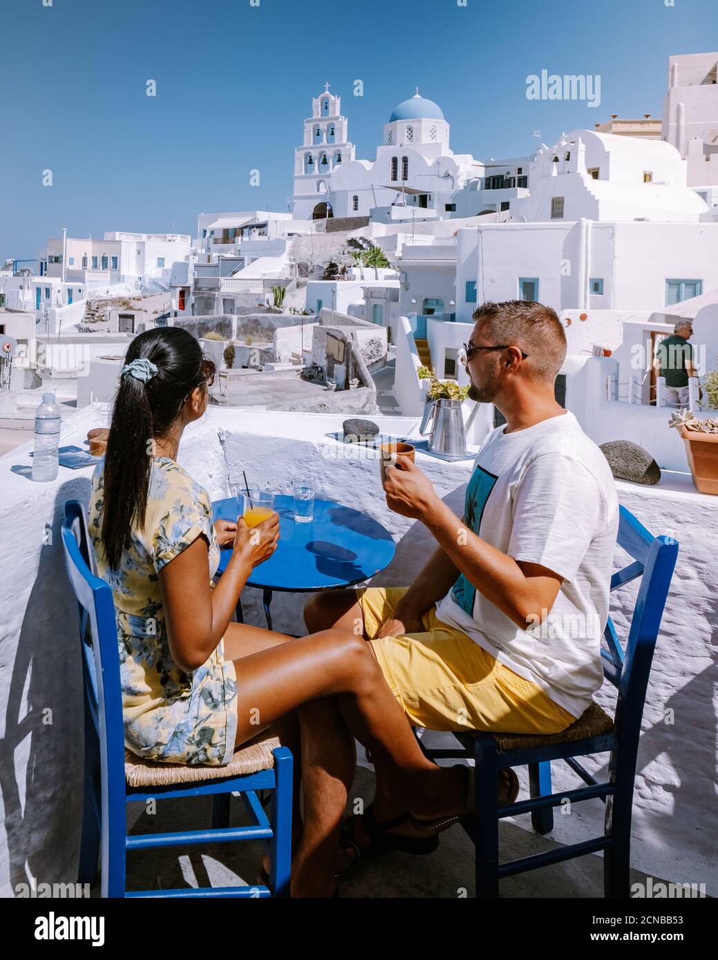 Pyrgos, Santorini, Greece. Famous attraction of white village with ...
