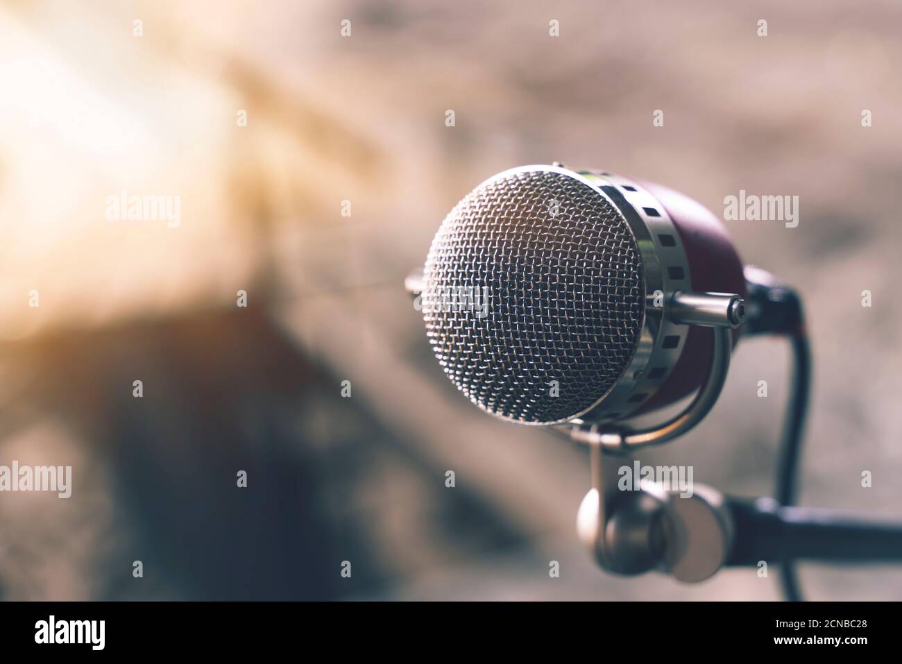 Close-up of retro microphone at concert Stock Photo - Alamy