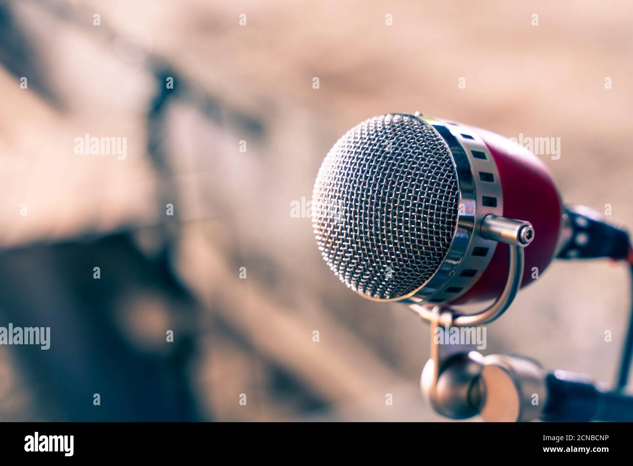 Microphone. Retro microphone. A microphone on stage. A pub. Bar ...