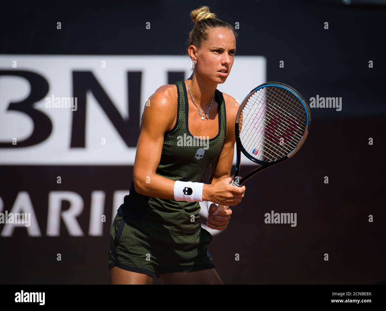 Arantxa Rus of the Netherlands in action during her second-round match ...