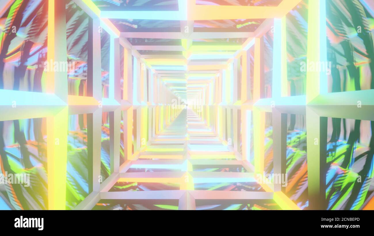 Illuminating Square Cage Passage 4k uhd 3d illustration background ...