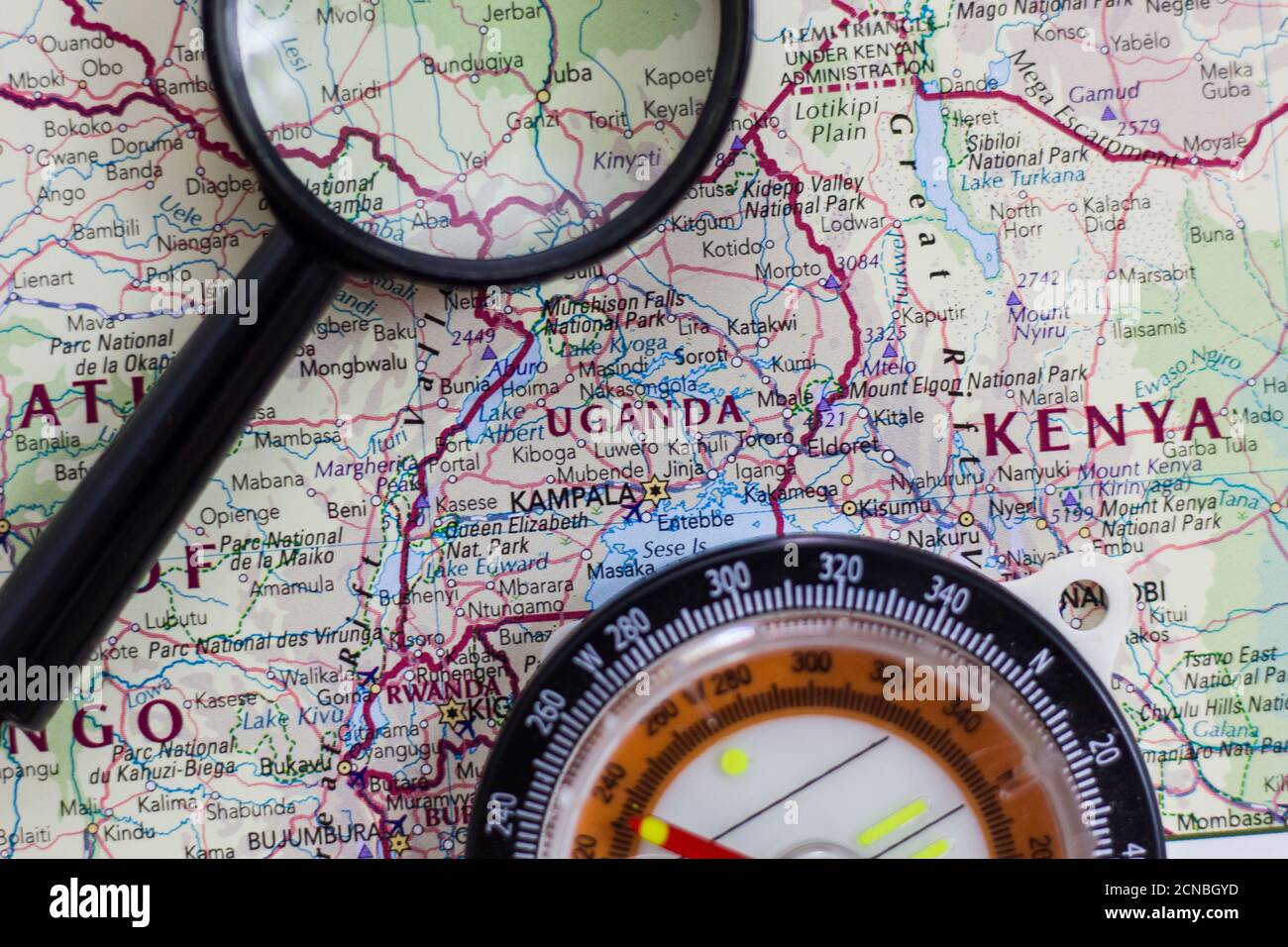 Uganda on the map of the world or atlas Stock Photo - Alamy