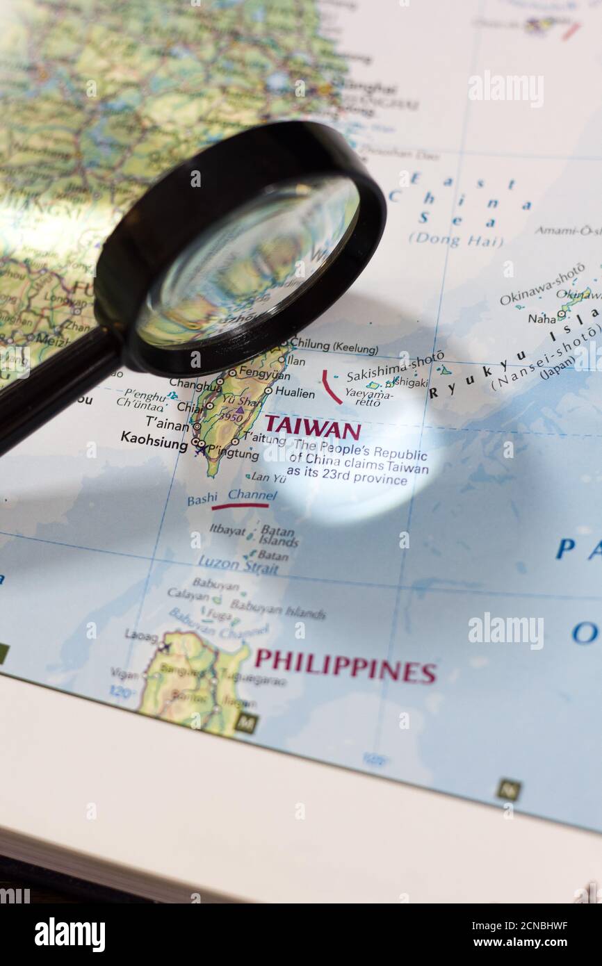Taiwan on the map of the world or atlas Stock Photo - Alamy