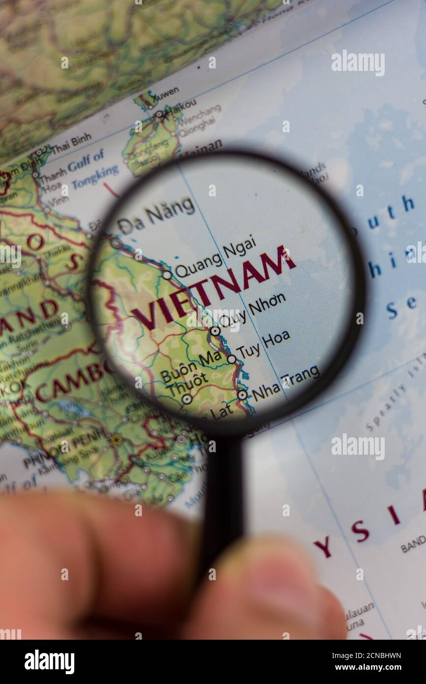 Vietnam on the map of the world or atlas Stock Photo - Alamy