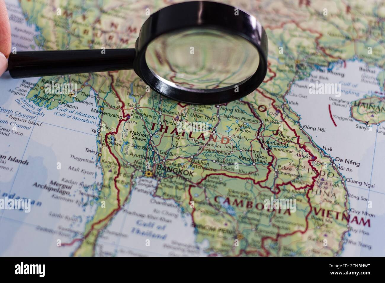 Thailand on the map of the world or atlas Stock Photo - Alamy