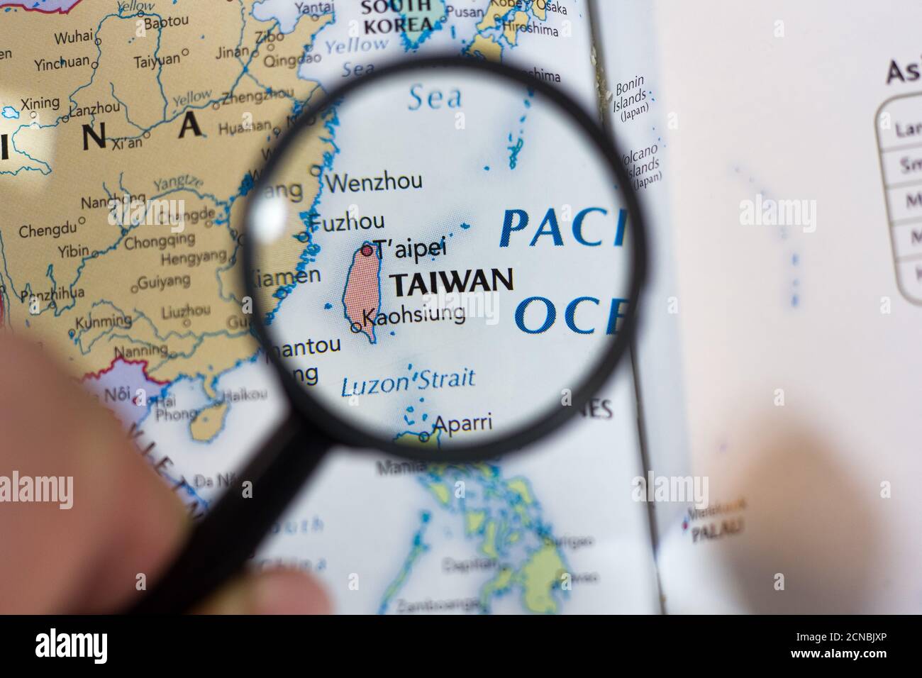 Taiwan on the map of the world or atlas Stock Photo - Alamy