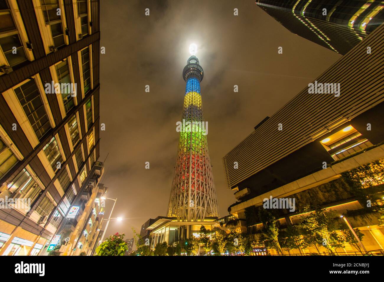 Tokyo Sky Tree of Olympic color Stock Photo - Alamy