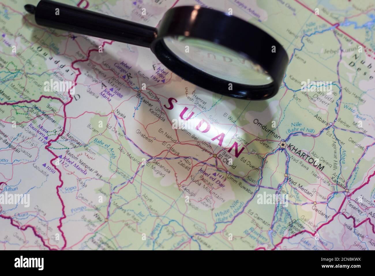 Sudan on the map of the world or atlas Stock Photo - Alamy