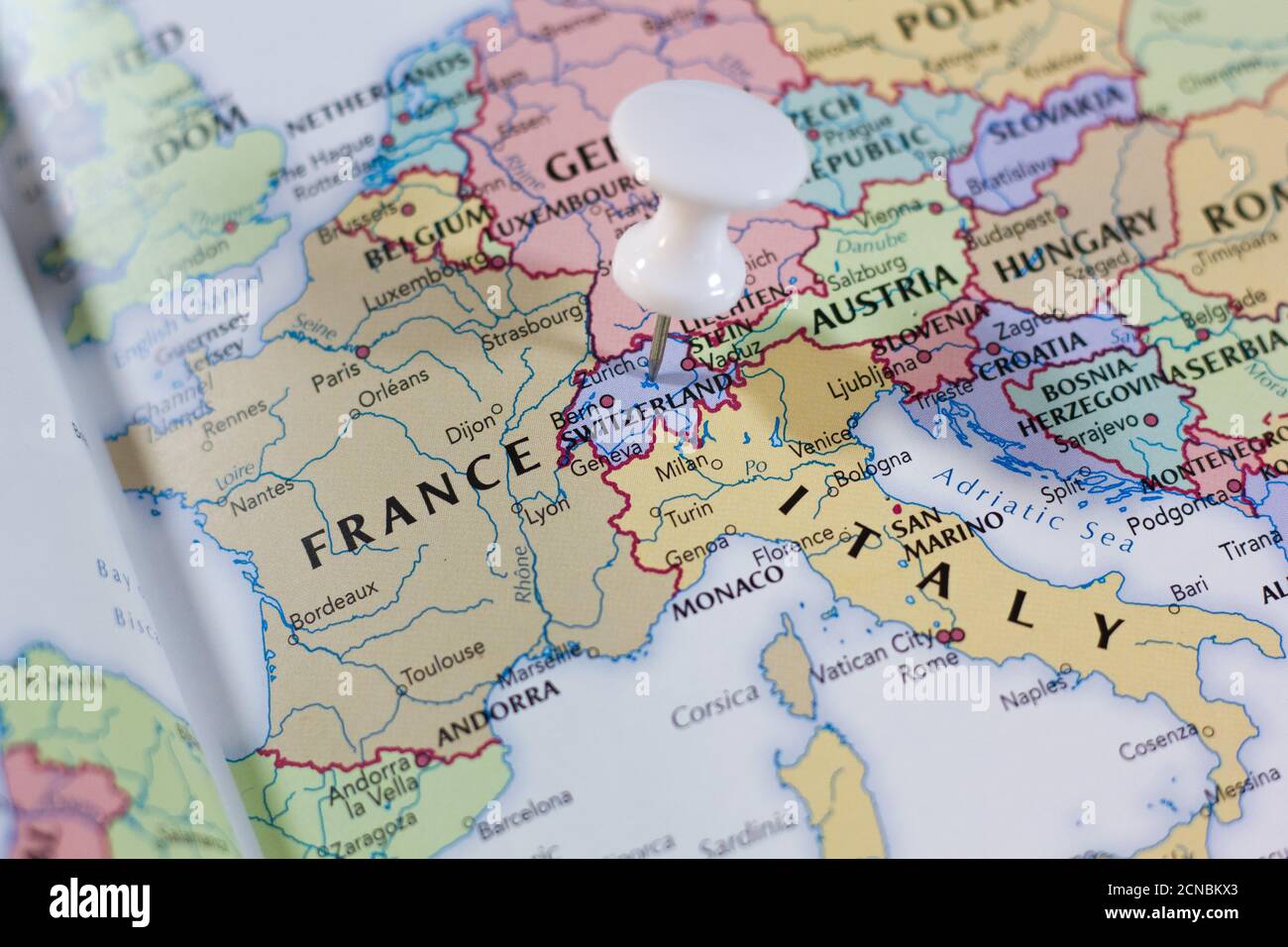 Switzerland on the map of the world or atlas Stock Photo - Alamy