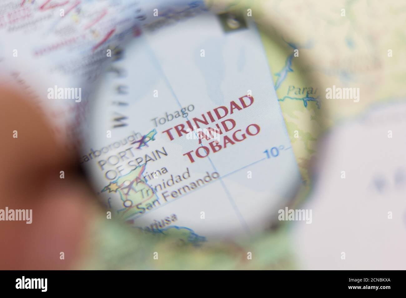 Trinidad and Tobago on the map of the world or atlas Stock Photo - Alamy