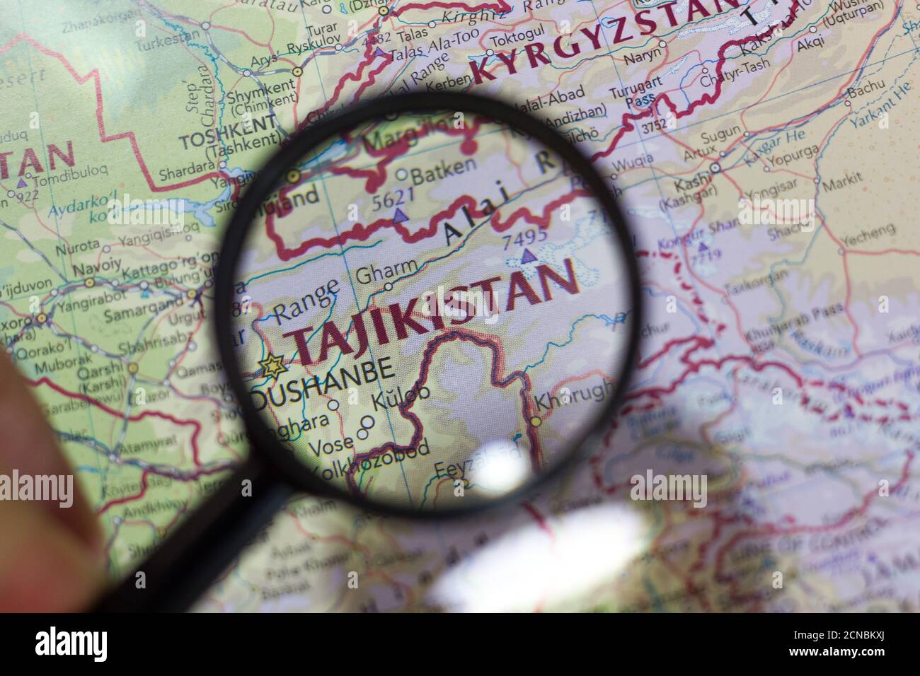 Tajikistan on the map of the world or atlas Stock Photo - Alamy