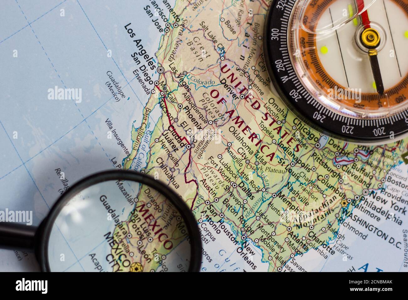 United States of America or USA on the map of the world or atlas Stock ...