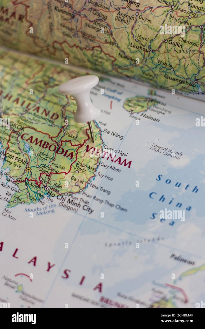 Vietnam on the map of the world or atlas Stock Photo - Alamy